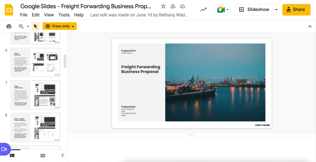 Freight Forwarding Sales Proposal Template Download | Logixboard